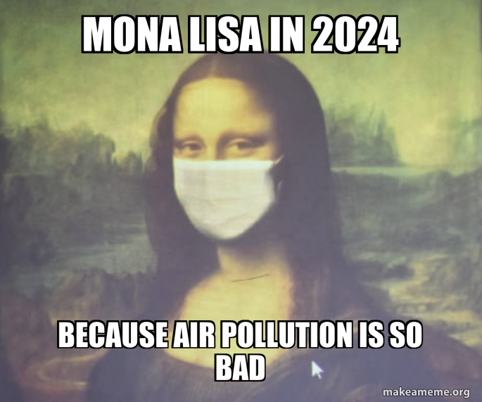 Mona Lisa in 2024 Because air pollution is so bad Meme Generator
