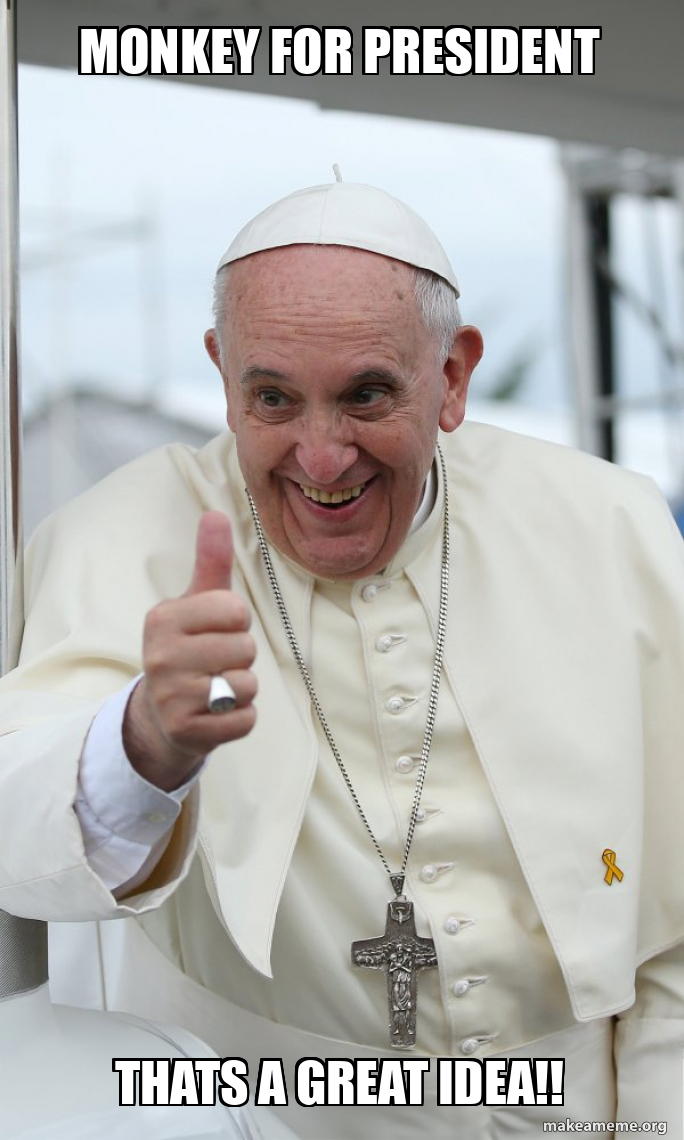 Monkey for President Thats a Great Idea!! - Pope Francis Meme Generator