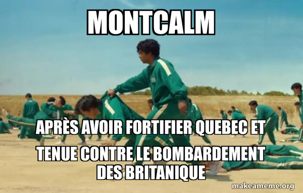 montcalm après avoir fortifier quebec et tenue contre le bombardement ...