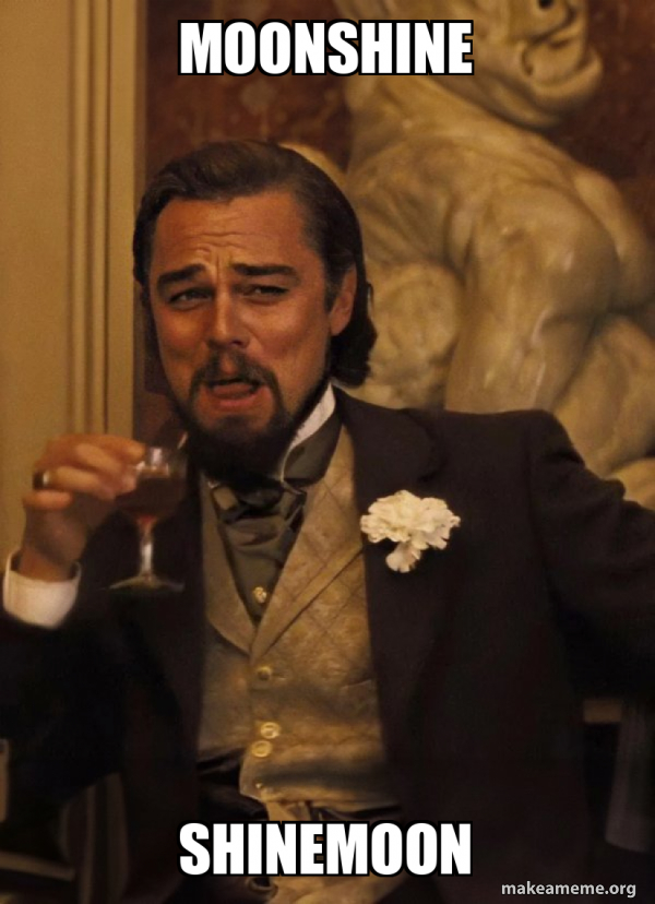 Moonshine Shinemoon - Leonardo DiCaprio Laughing Django Meme Generator