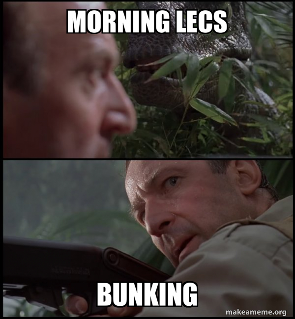 Morning lecs Bunking - Clever Girl Meme Generator