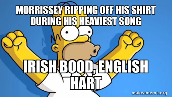 Morrissey ripping off his shirt during his heaviest song Irish Bood ...