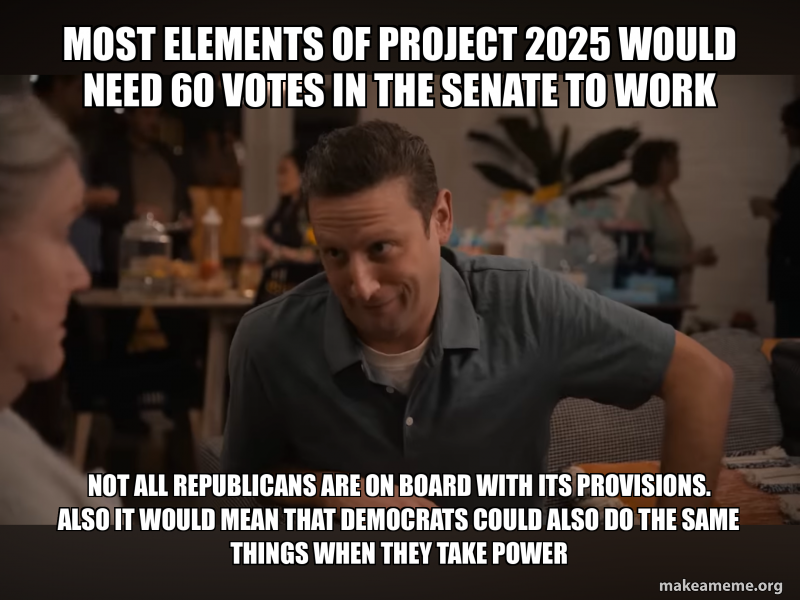 Most elements of Project 2025 would need 60 votes in the senate to work ...