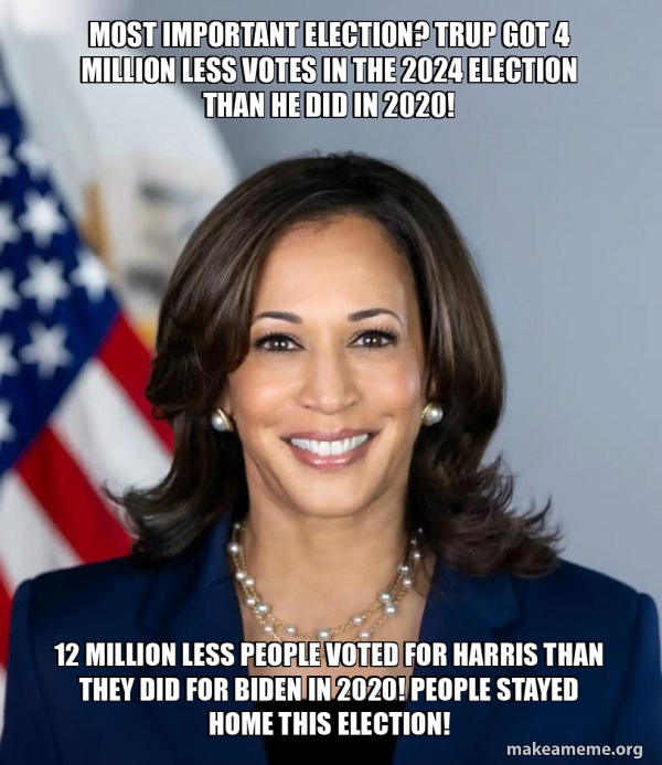 MOST IMPORTANT ELECTION? Trup got 4 million LESS votes in the 2024 ...