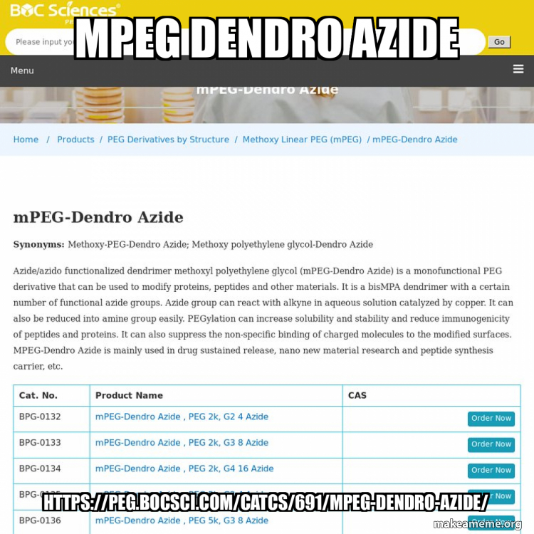 mPEG Dendro Azide https://peg.bocsci.com/catcs/691/mpeg-dendro-azide ...