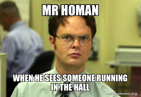 Mr Homan when he sees someone running in the hall - Schrute Facts ...
