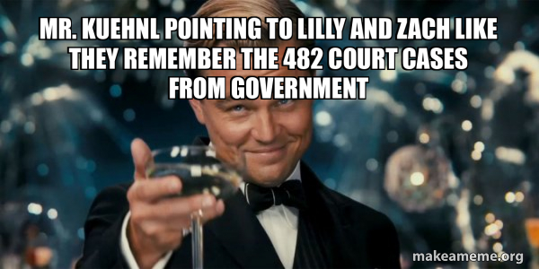 Mr. Kuehnl pointing to Lilly and Zach like they remember the 482 court ...