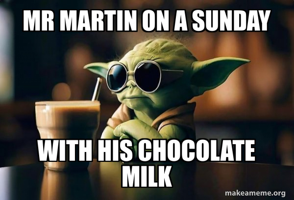 mr martin on a sunday With his chocolate milk - Cool Yoda (Sunglasses ...