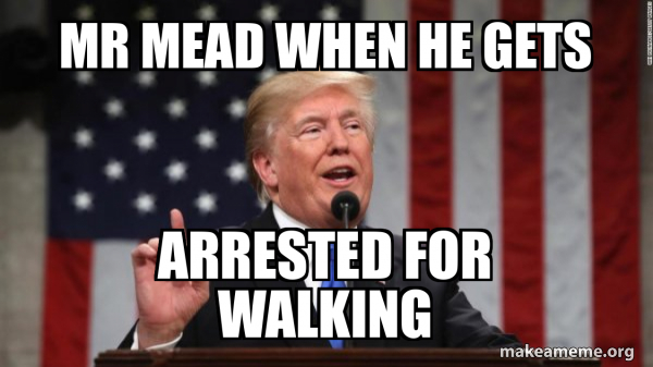 mr mead when he gets arrested for walking - Donald Trump Meme Generator