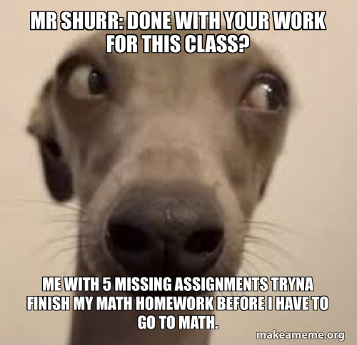 Mr Shurr: Done with your work for this class? me with 5 missing ...