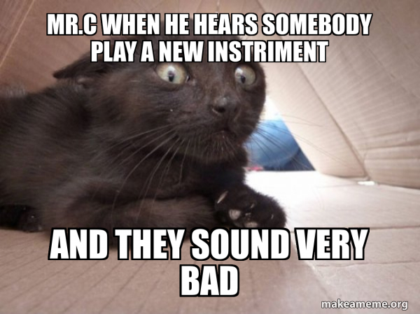 Mr.C when he hears somebody play a new instriment and they sound very ...