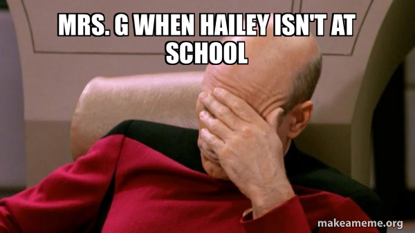 Mrs. G when hailey isn't at school - Picard Facepalm Meme Generator