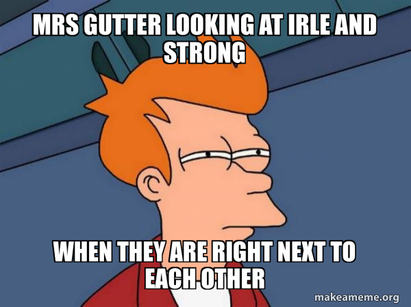Mrs gutter looking at irle and strong when they are right next to each ...