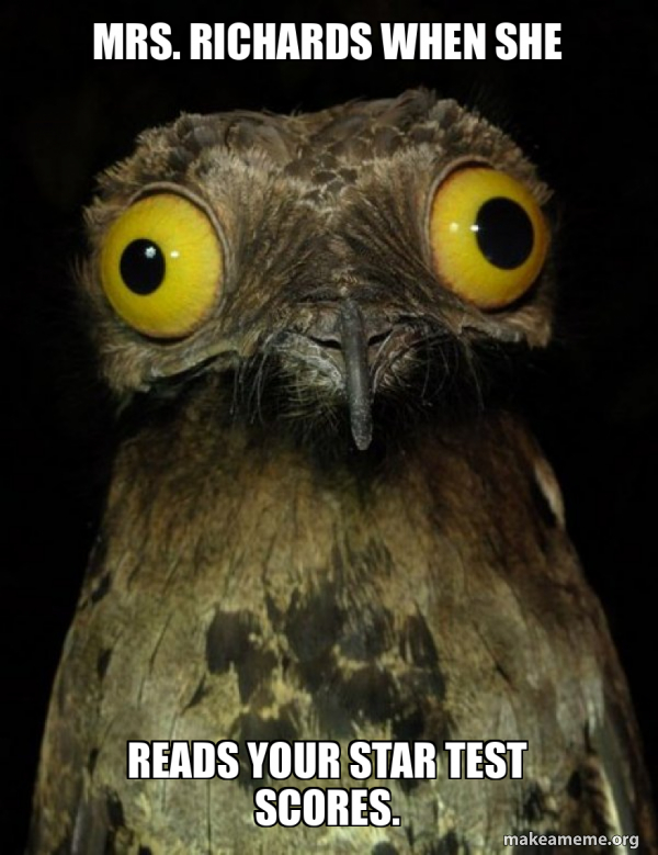 Mrs. Richards when she reads your Star test scores. - Weird Stuff I do ...