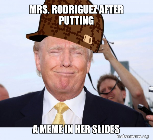 Mrs. Rodriguez after putting A meme in her slides - Scumbag Donald ...