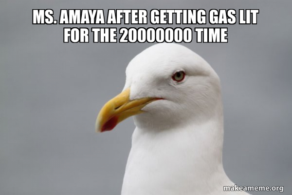 Ms. Amaya after getting gas lit for the 20000000 time - Stuff That Didn ...