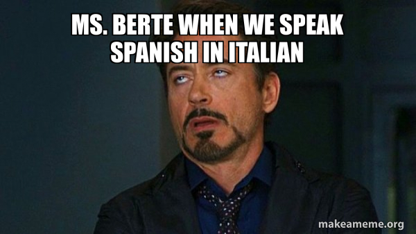 Ms. Berte when we speak spanish in italian - Tony Stark Eye Roll Meme ...