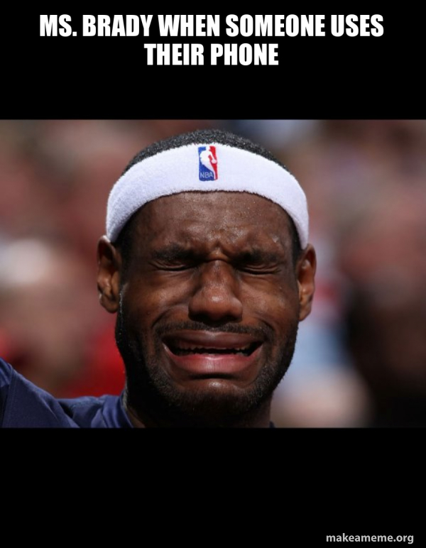 Ms. Brady when someone uses their phone - Lebron Crying Meme Generator