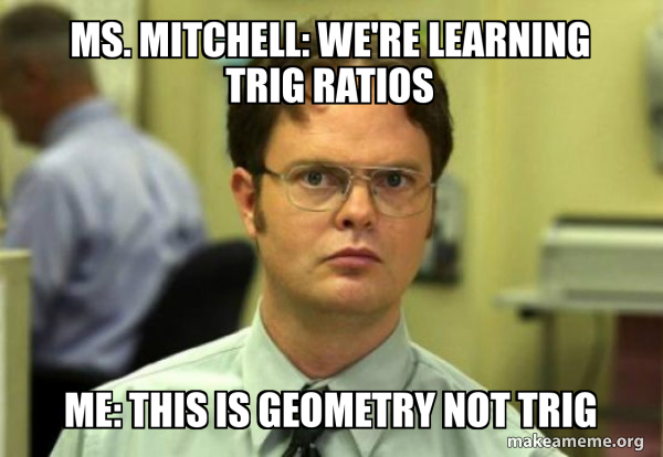 Ms. Mitchell: We're Learning Trig Ratios Me: This Is Geometry not Trig ...