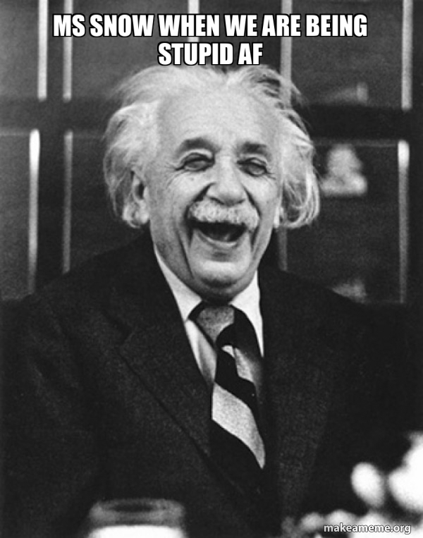 Ms snow when we are being stupid af - Laughing Albert Einstein Meme ...