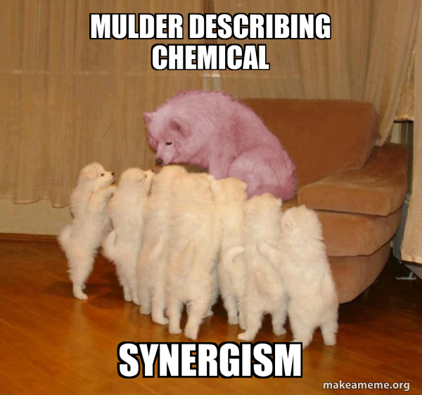 Mulder describing chemical Synergism - Malicious Storytelling Dog Meme ...
