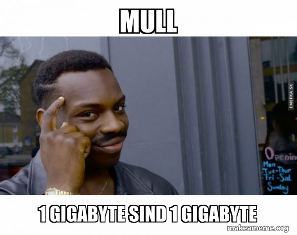 Mull 1 Gigabyte sind 1 Gigabyte - Roll Safe Black Guy Pointing at His ...