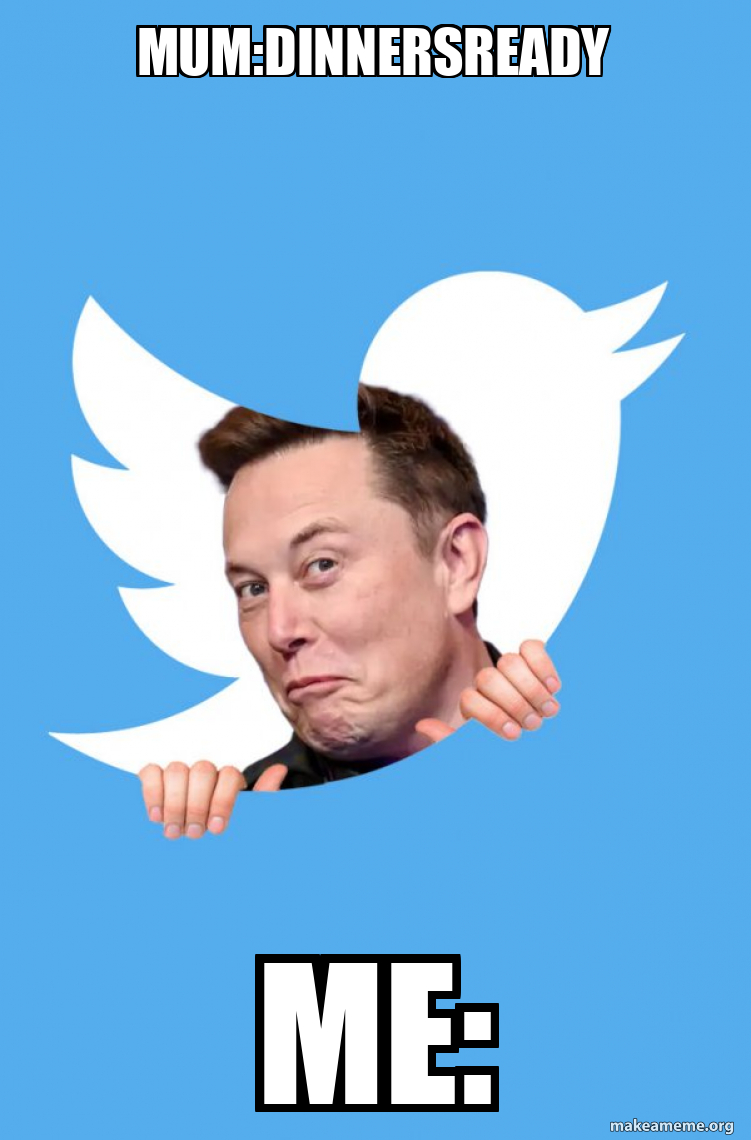 mum:dinnersready me: - Elon Musk Twitter Meme Generator