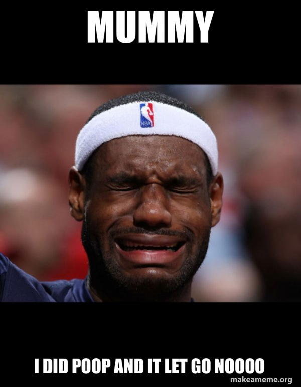 Mummy I did poop and it let go noooo - Lebron Crying Meme Generator