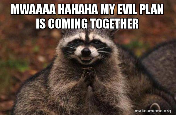 Mwaaaa hahaha my evil plan is coming together - Evil Plotting Raccoon Meme Generator