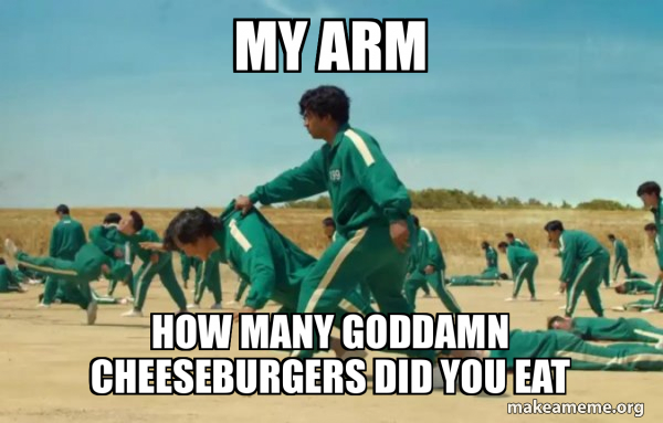 MY ARM HOW MANY GODDAMN CHEESEBURGERS DID YOU EAT - Squid Game Ali ...