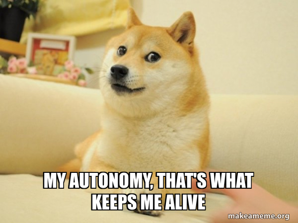my autonomy, that's what keeps me alive - Doge Meme Generator
