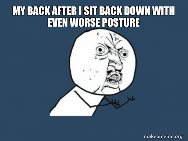 my back after I sit back down with even worse posture - Y U No Meme ...