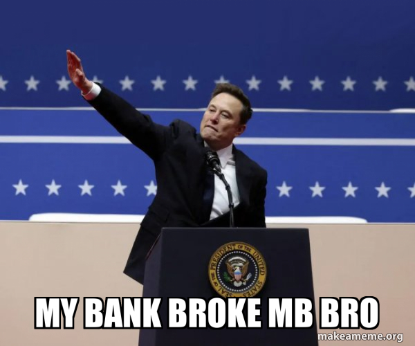my bank broke mb bro - Nazi Elon Meme Generator