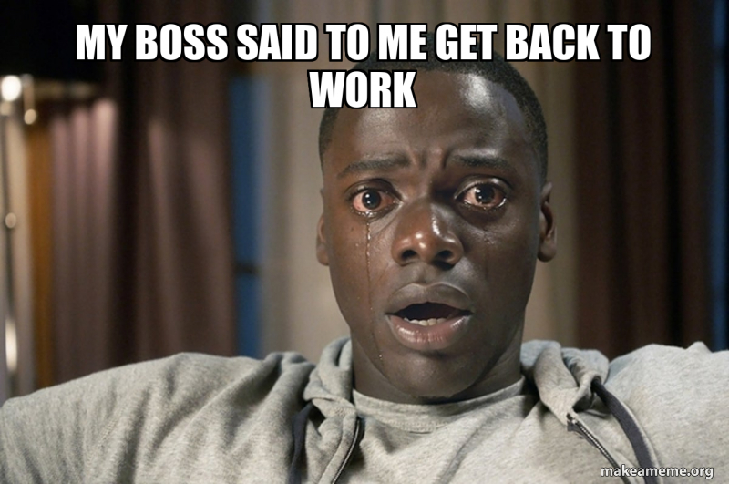 My boss said to me get back to work Meme Generator