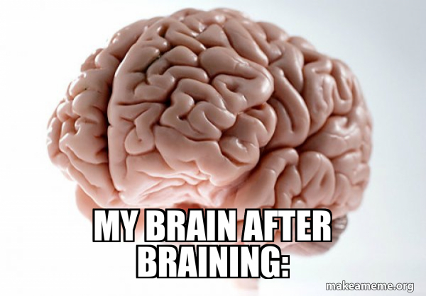 My brain after braining: - Scumbag Brain Meme Generator