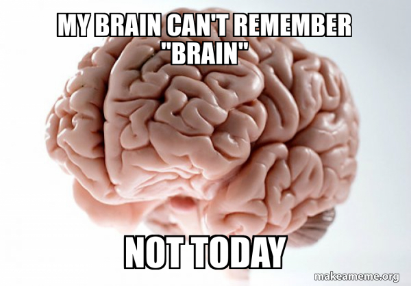 My brain can't remember "brain" Not today - Scumbag Brain Meme Generator
