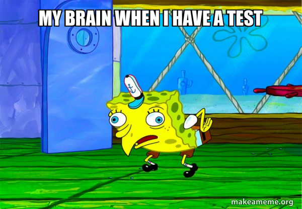my brain when i have a test - Mocking SpongeBob Meme Generator