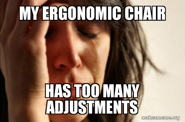my ergonomic chair has too many adjustments - First World Problems Meme ...