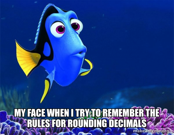 my face when I try to remember the rules for rounding decimals - Dory ...