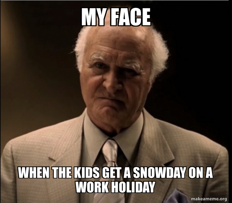 My face When the kids get a snowday on a work holiday Meme Generator