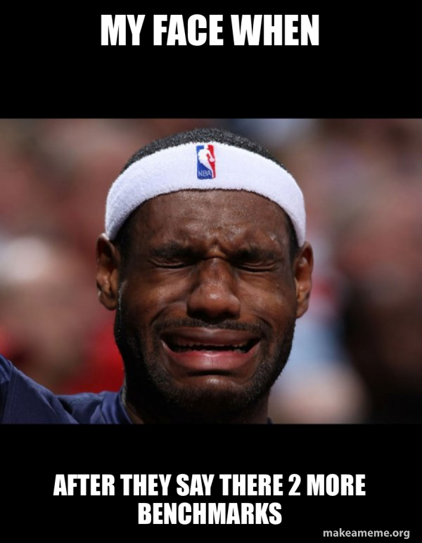 My face when After they say there 2 more benchmarks - Lebron Crying ...