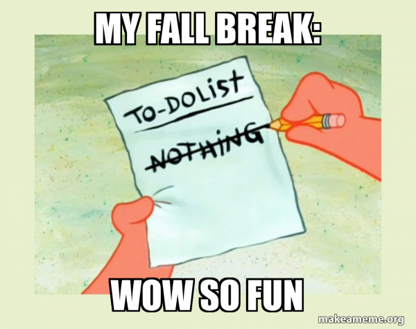 My fall break: Wow so fun - To Do List - Nothing Meme Generator