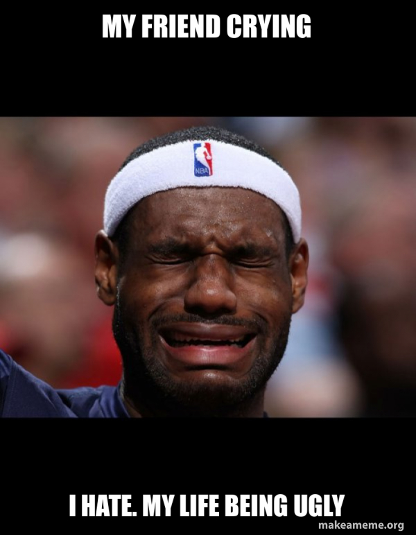 My friend crying I hate. My life being ugly - Lebron Crying Meme Generator