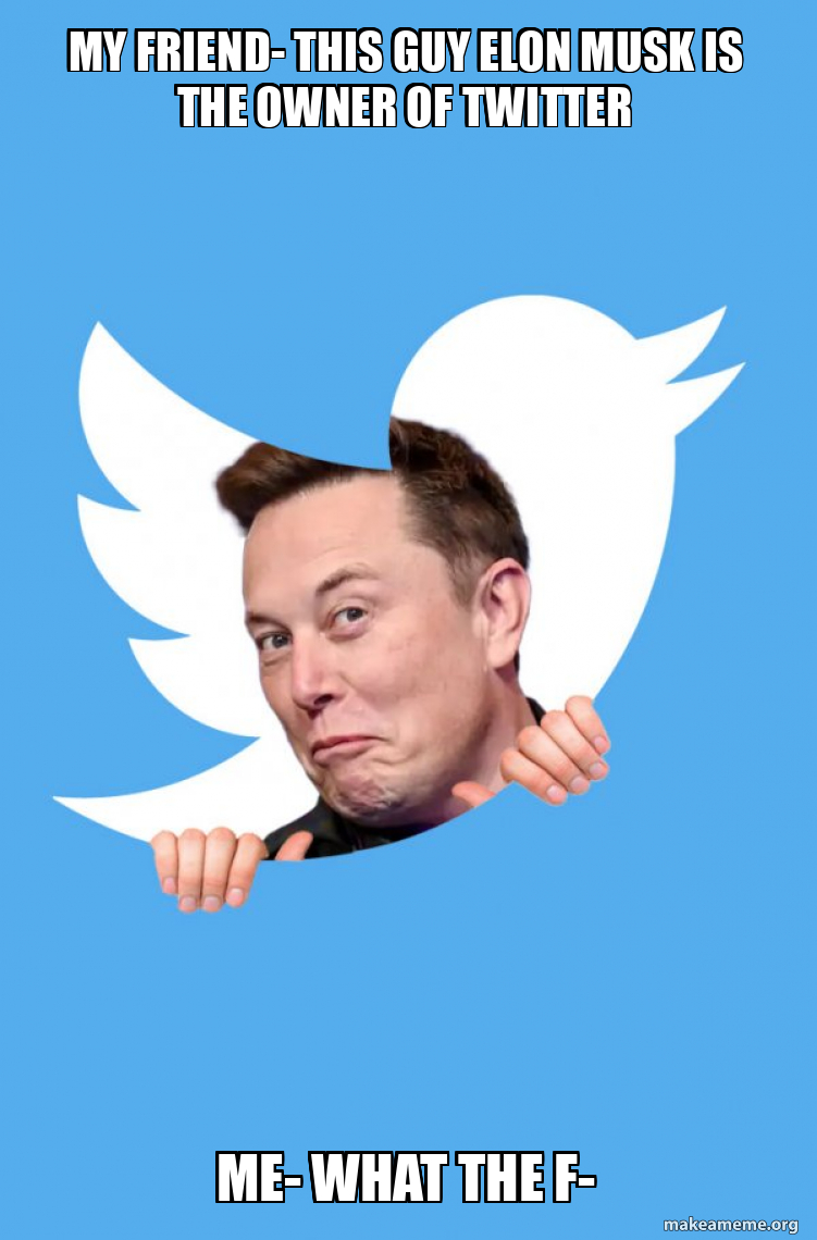 My Friend- This guy Elon Musk is the owner of Twitter Me- WHAT THE F ...