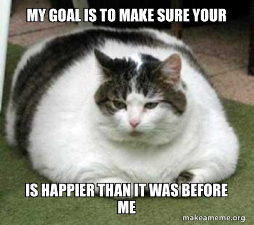 My goal is to make sure your Is happier than it was before me Meme ...