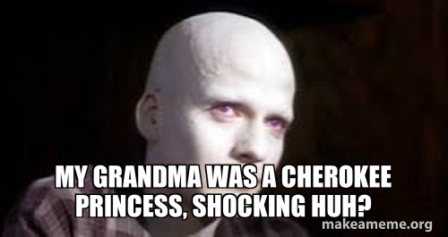 My grandma was a Cherokee Princess, shocking huh? Meme Generator