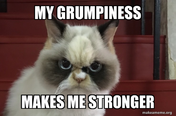 My grumpiness Makes me stronger Meme Generator