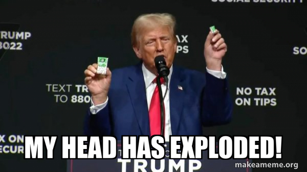 My head has exploded! - Trump Tic Tac Meme Generator