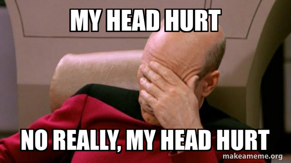 My head hurt no really, my head hurt - Picard Facepalm Meme Generator