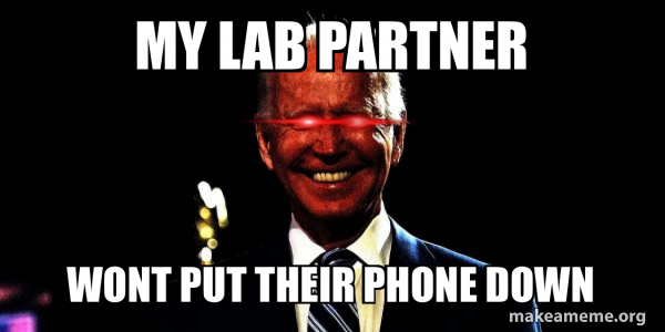 my lab partner wont put their phone down - Dark Brandon Meme Generator